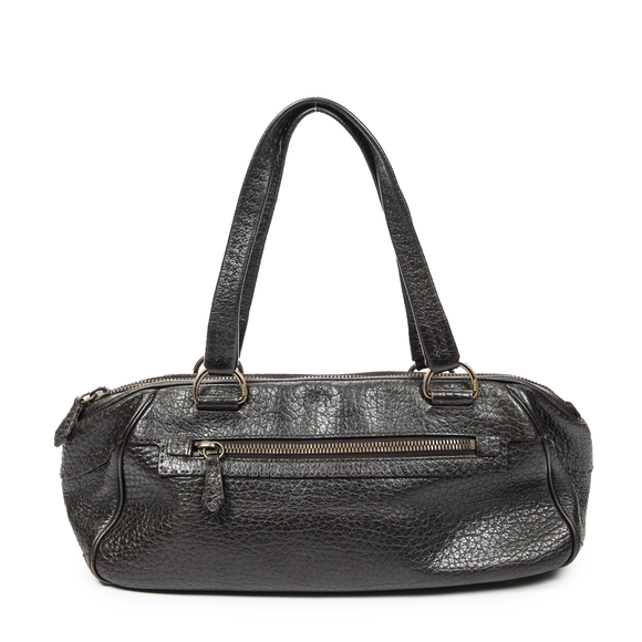 Prada | Bags | Prada Rectangular Bowler Bag In Dark Brown Grained ...